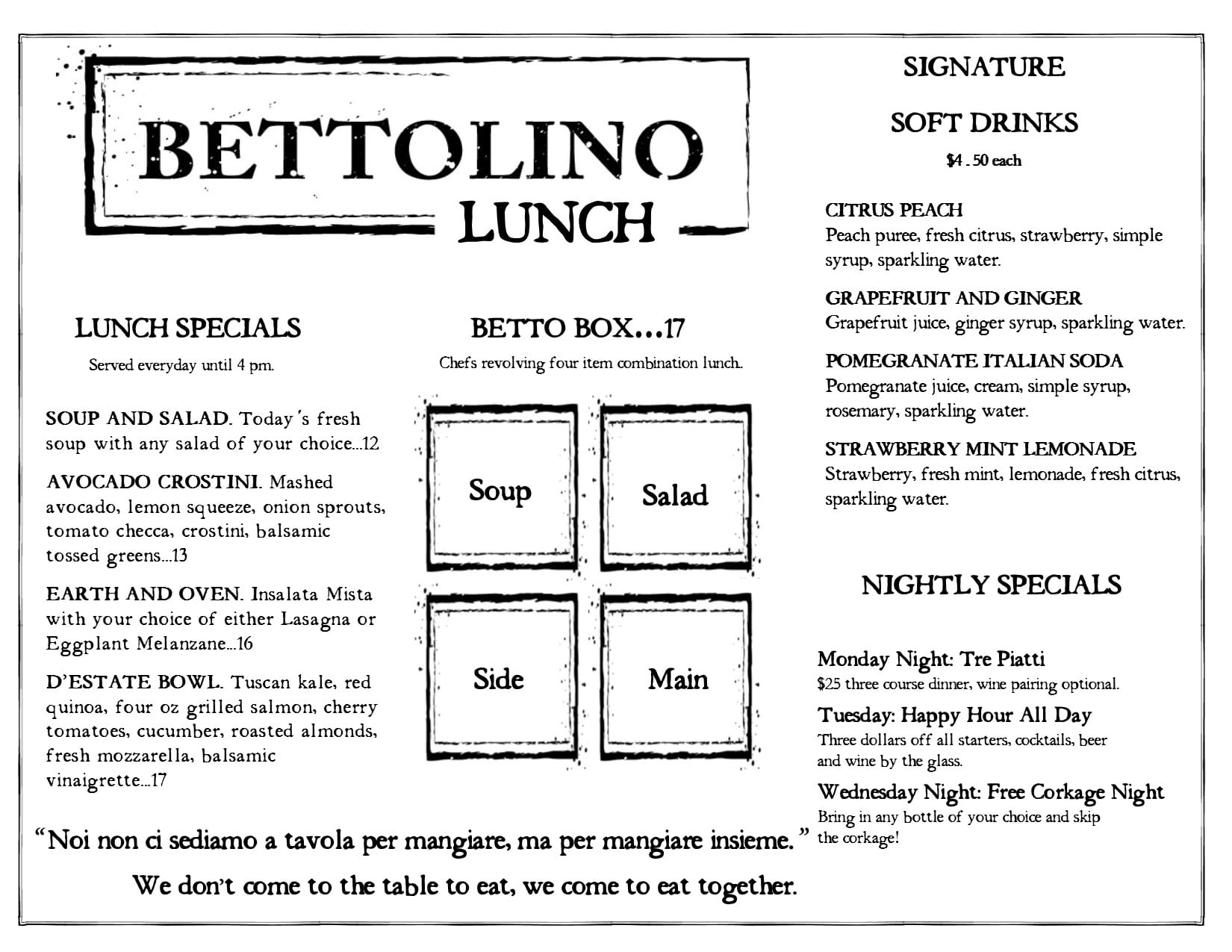 Menu | Bettolino Kitchen